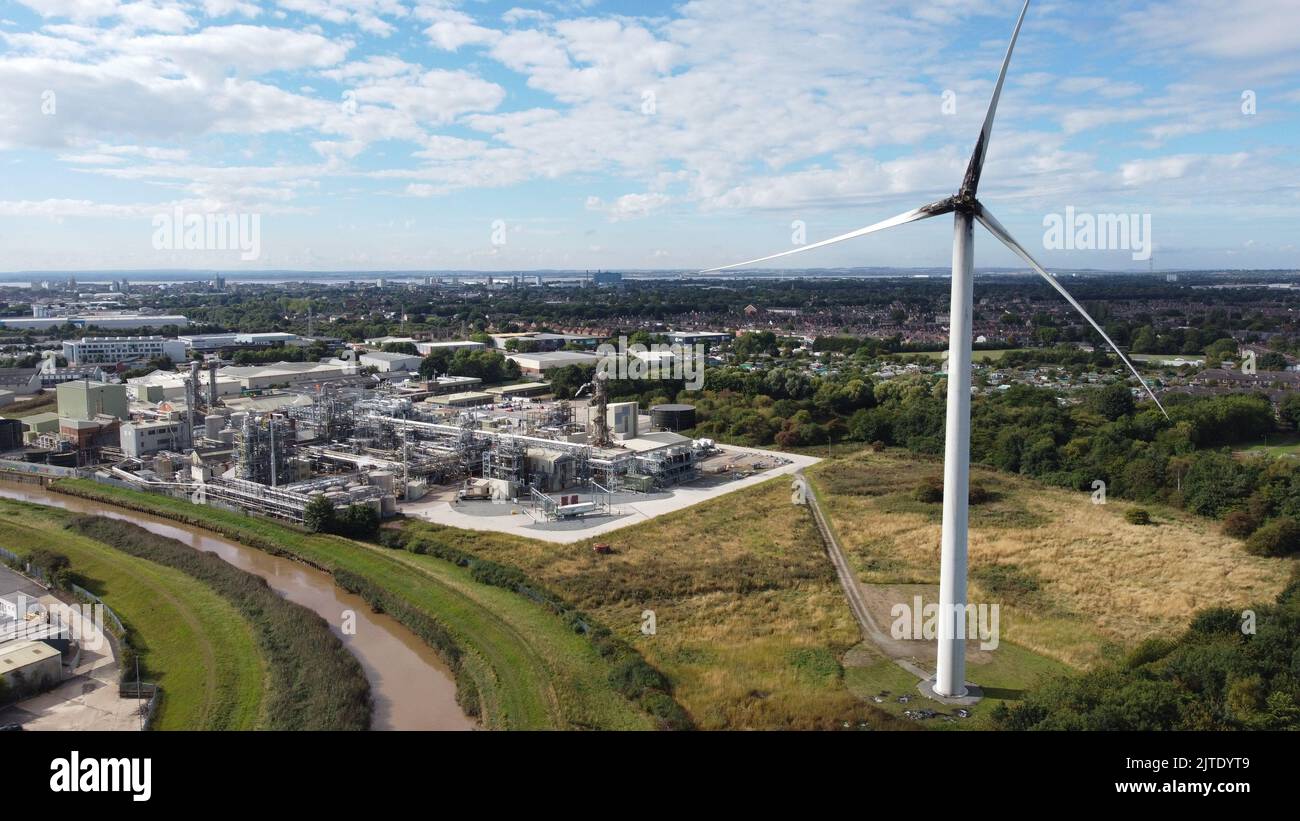 Aerial view of wind turbine fire damage, Cargill, Oak Road, Kingston ...