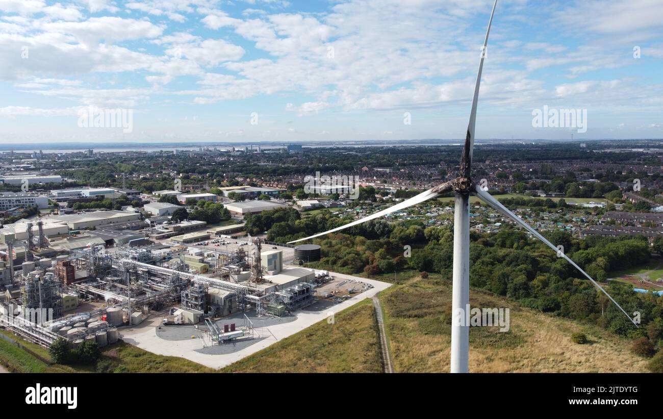 Aerial view of wind turbine fire damage, Cargill, Oak Road, Kingston ...