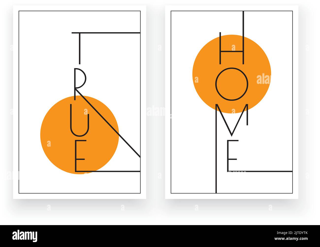 True Home, vector. Minimalist poster design in two pieces. Scandinavian ...