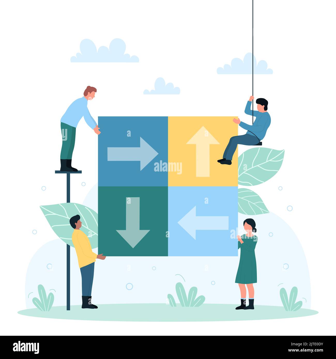 Teamwork of business people building corporate structure and ...