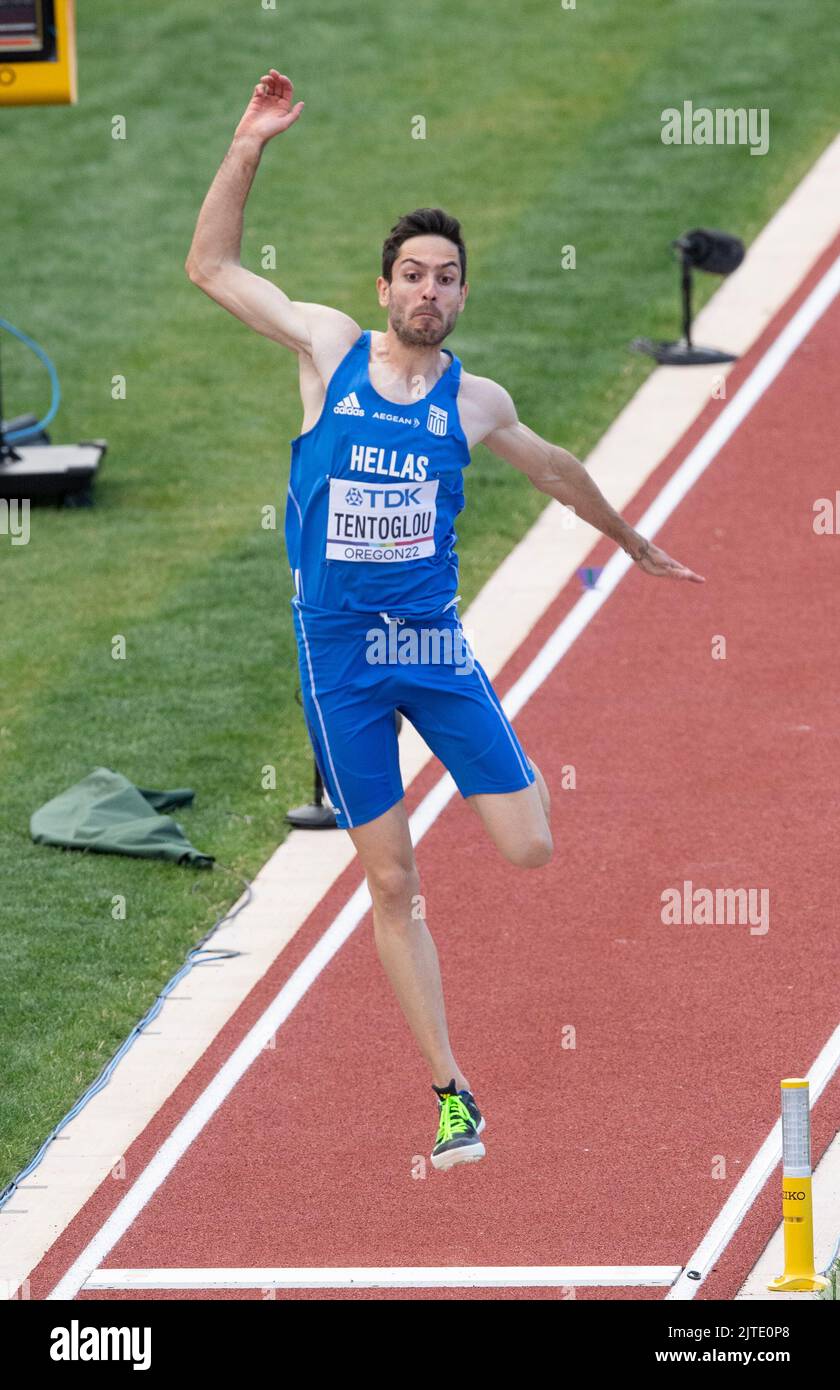 Miltiadis Tentoglou of Greece competing in the men’s long jump final at ... Miltiadis Tentoglou of Greece competing in the men’s long jump final at ...