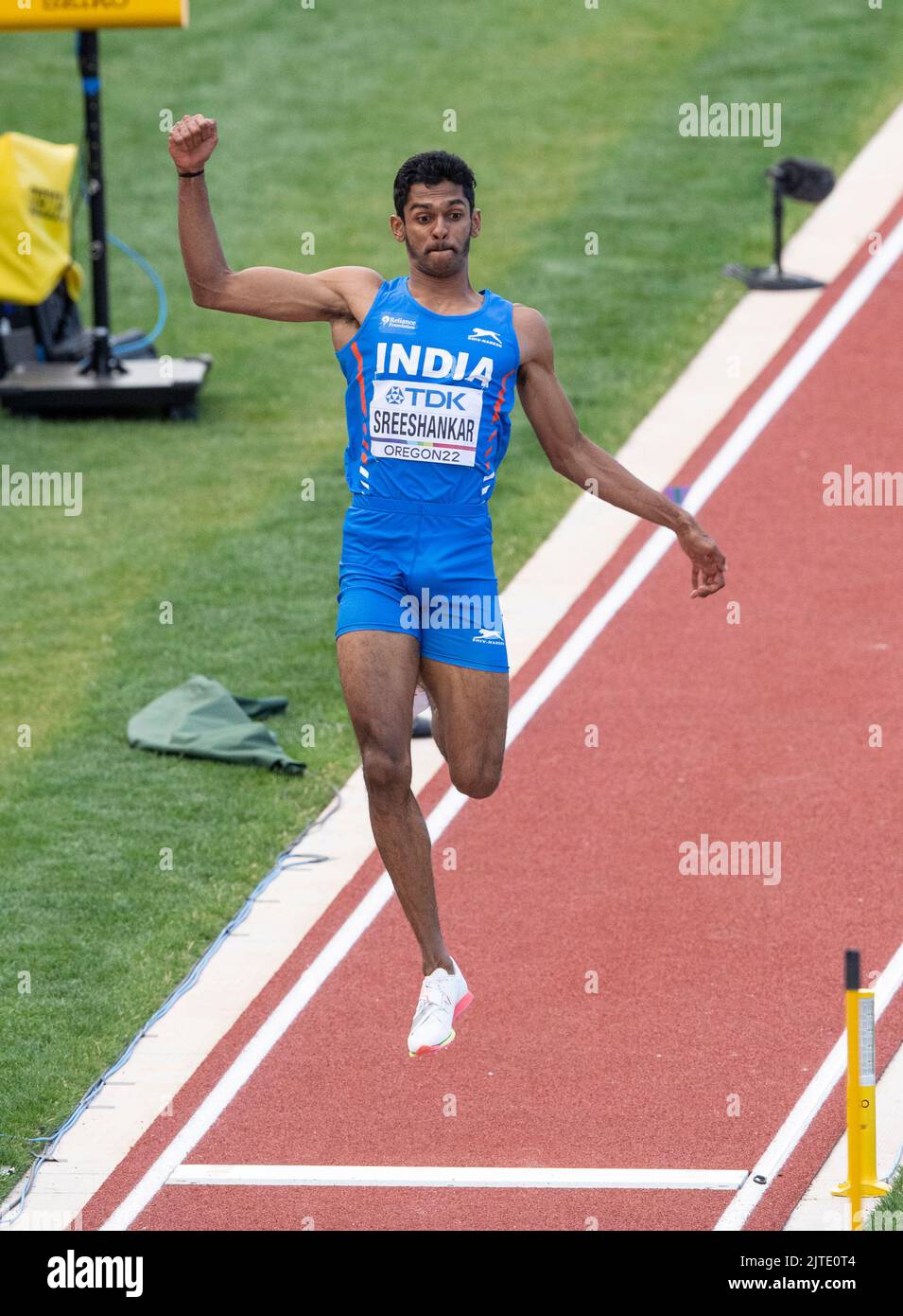 Sreeshankar of India competing in the men’s long jump final at the ...