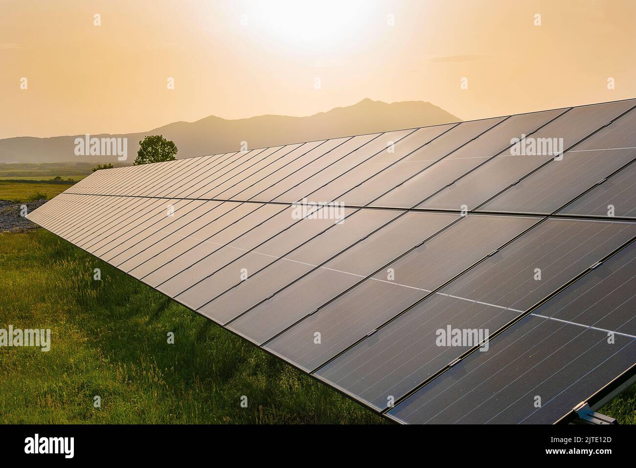 Solar panel. Solar power plant. Solar panels on the sky background ...