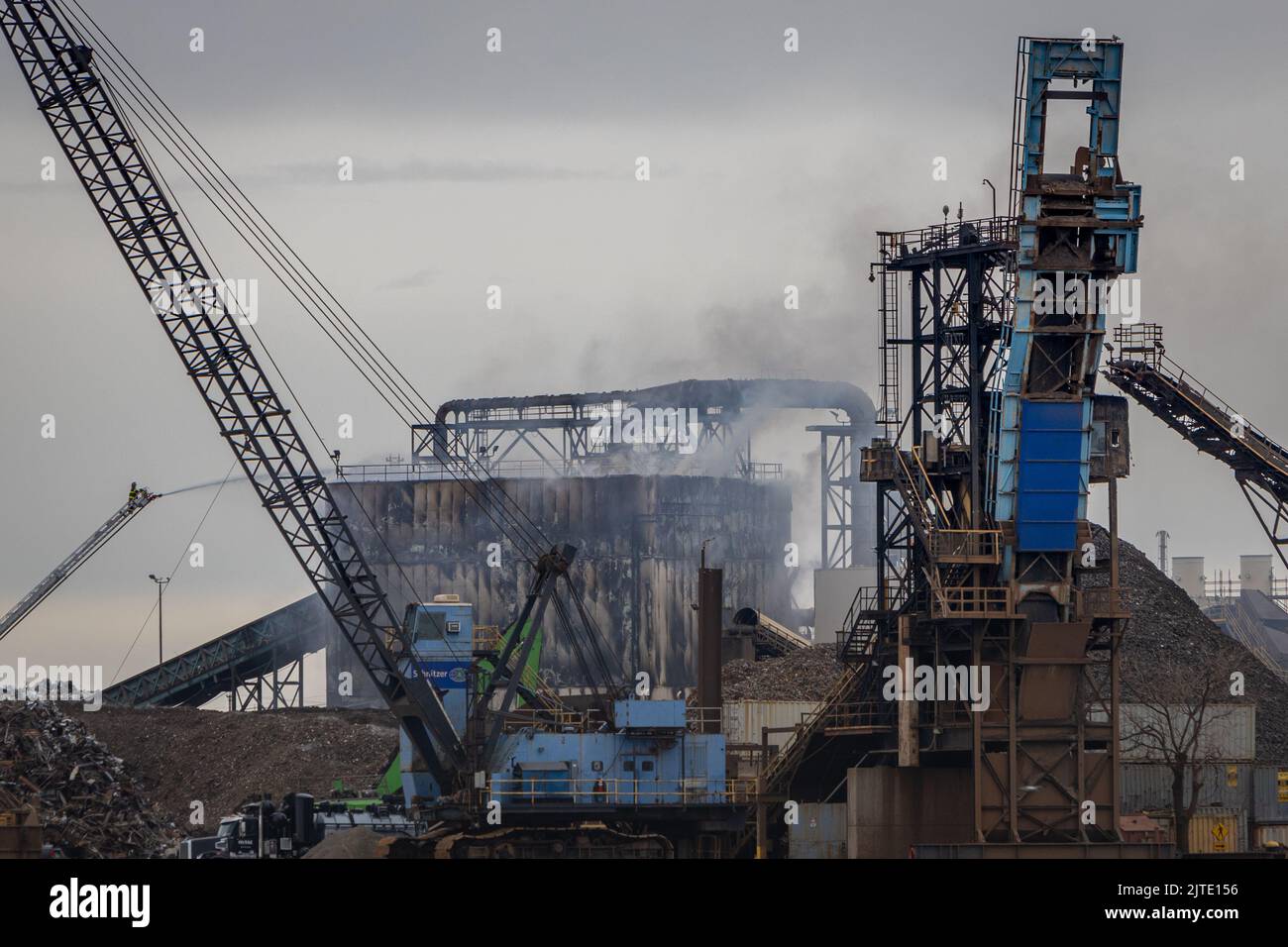 An industrial site damaged by fire Stock Photo - Alamy