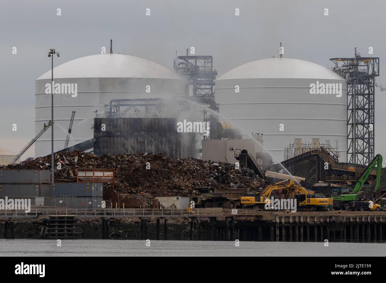 An industrial site damaged by fire Stock Photo - Alamy