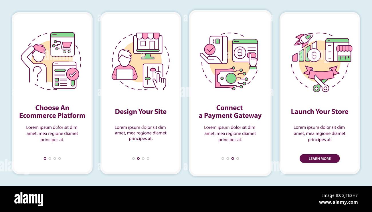 Starting online store onboarding mobile app screen Stock Vector Image ...