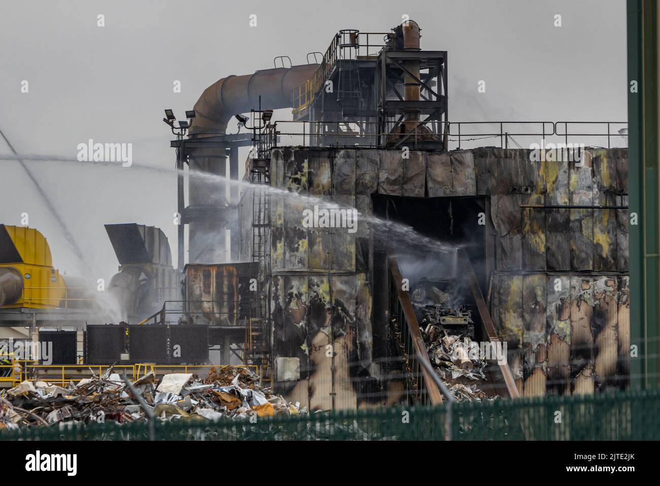 An industrial site damaged by fire Stock Photo - Alamy