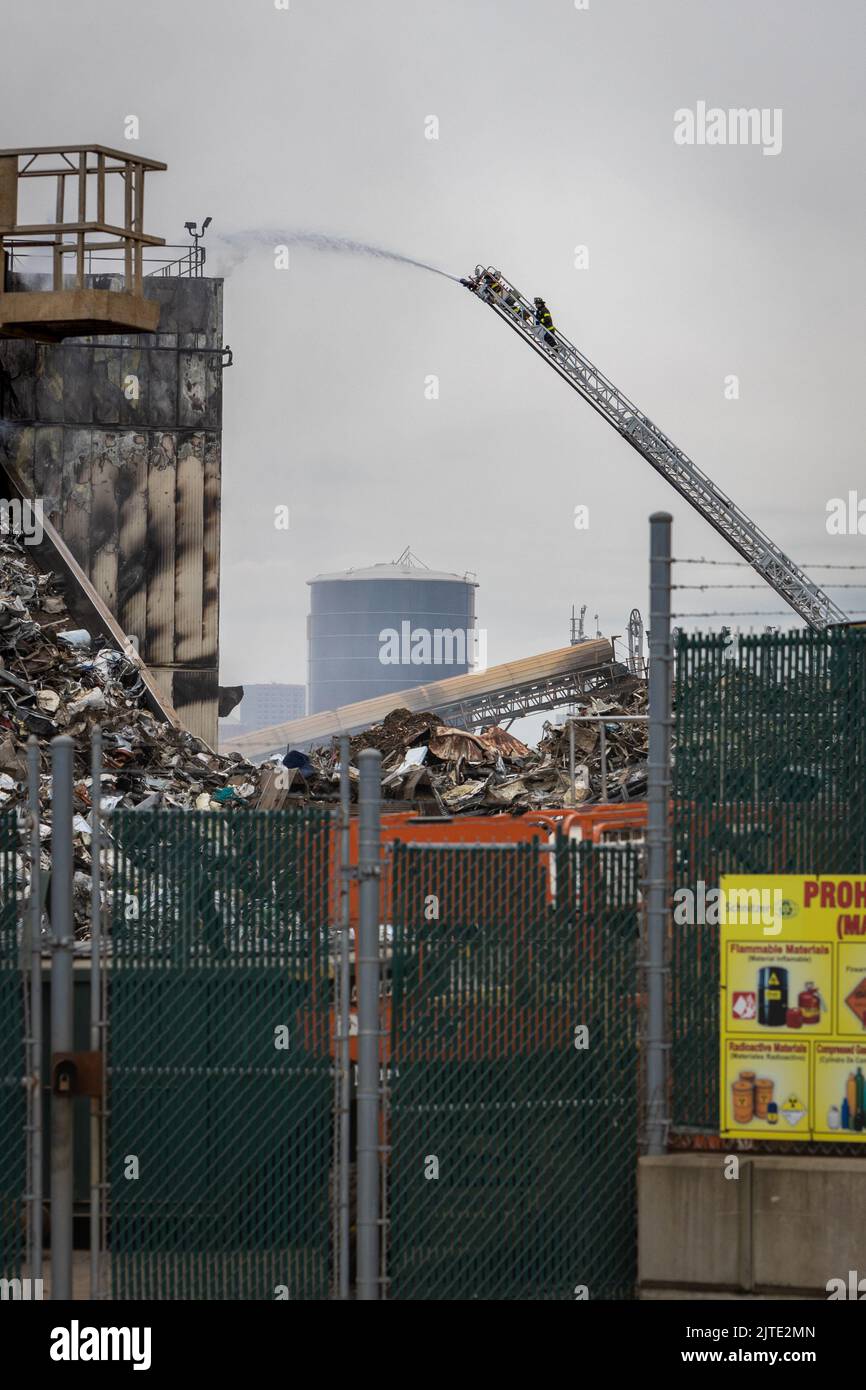 An industrial site damaged by fire Stock Photo - Alamy
