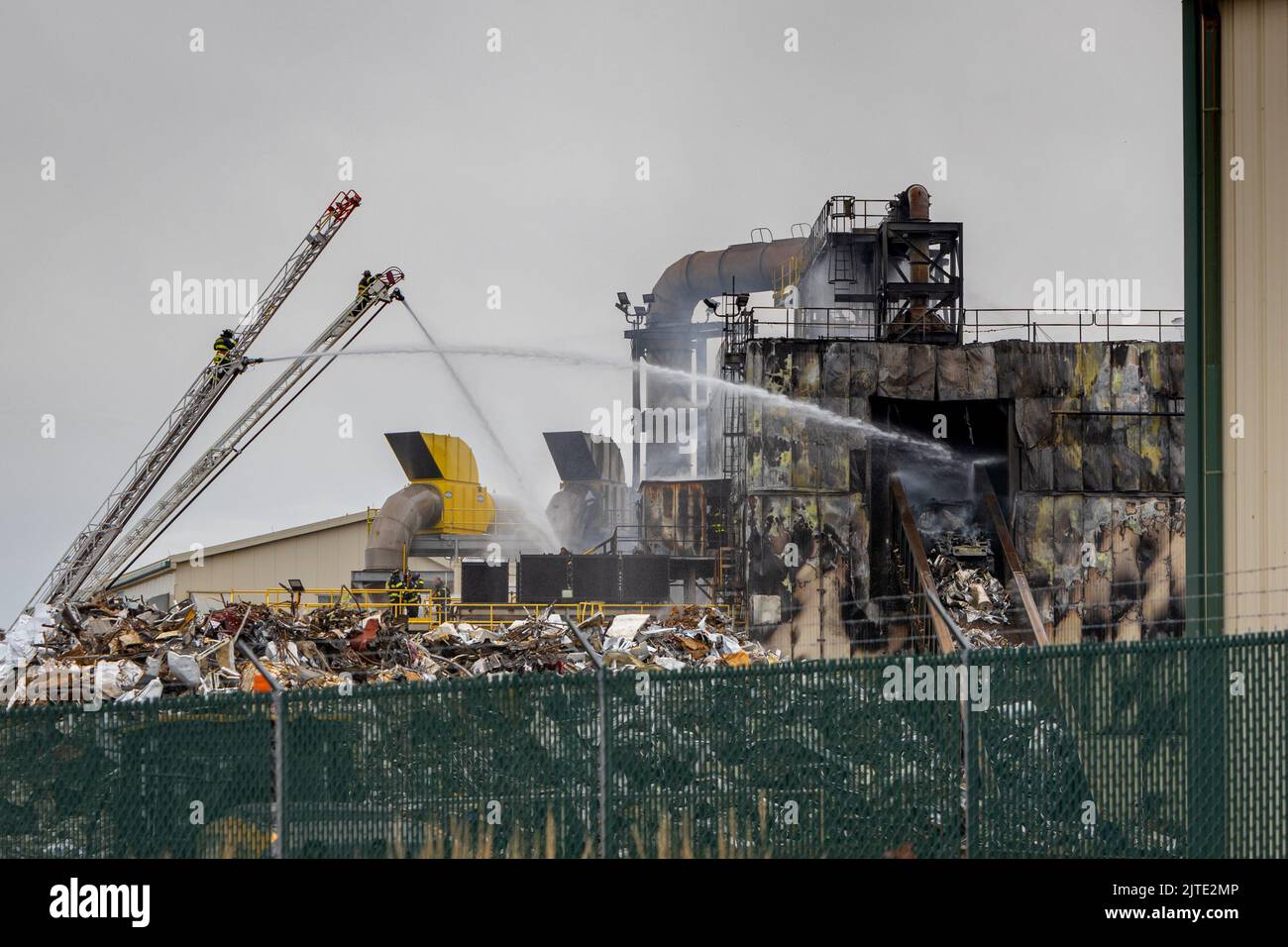 An industrial site damaged by fire Stock Photo - Alamy