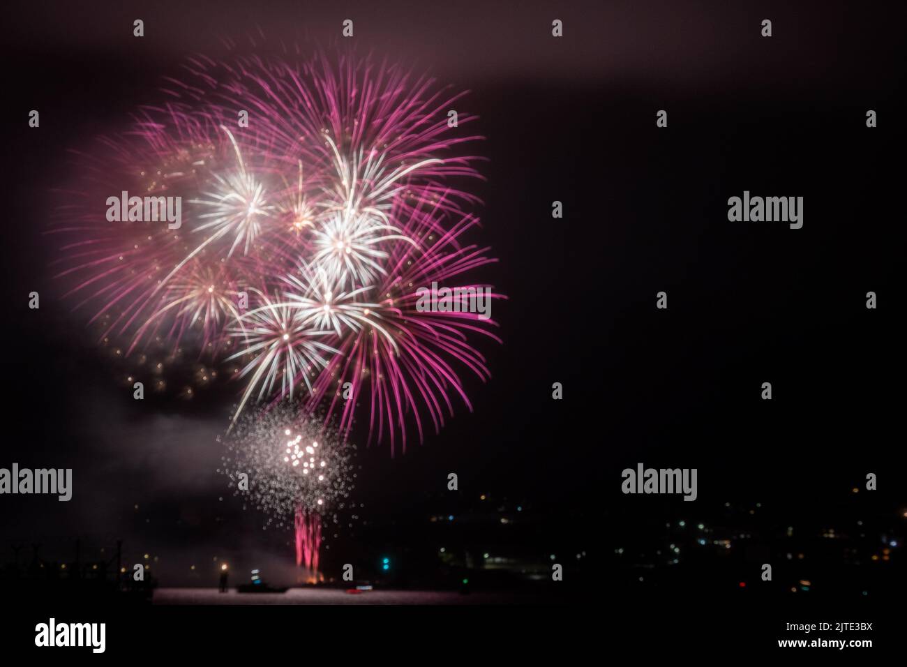 Firework explosions over the harbour from Devil's Point as part of 2022 ...