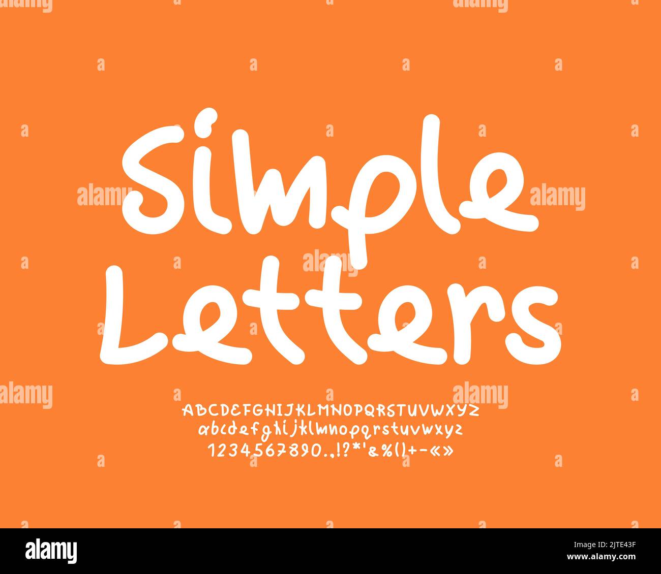 Orange poster with white lettering font Simple letters. Handwritten ...