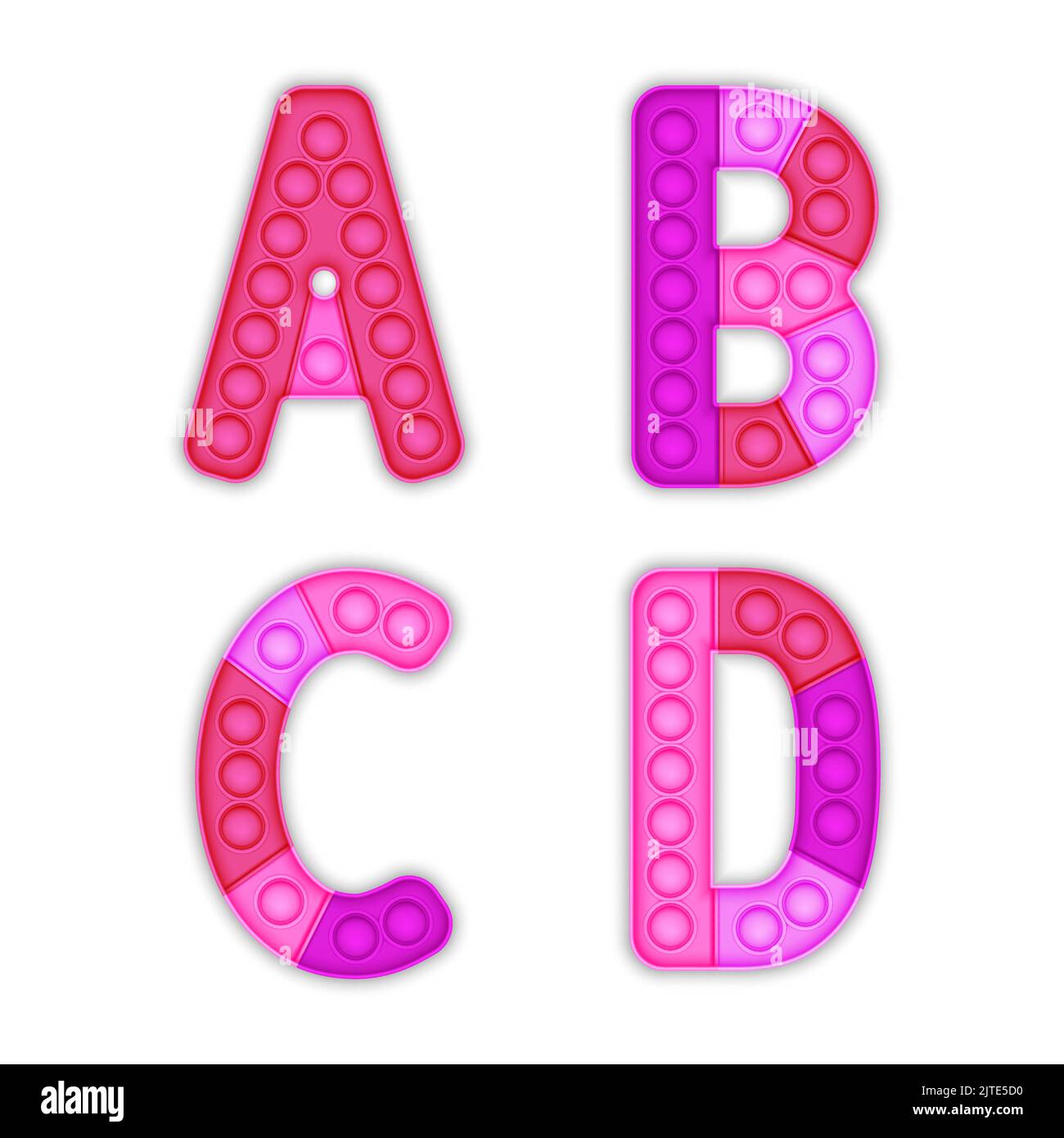 A set of realistic pink pop it toys in the form of an alphabet Stock ...