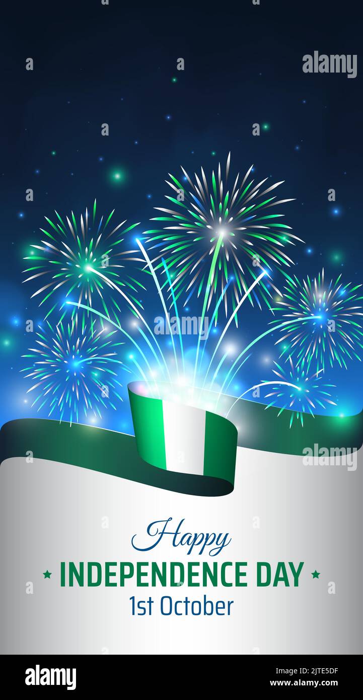October 1, nigeria independence day, vector template with nigerian flag ...