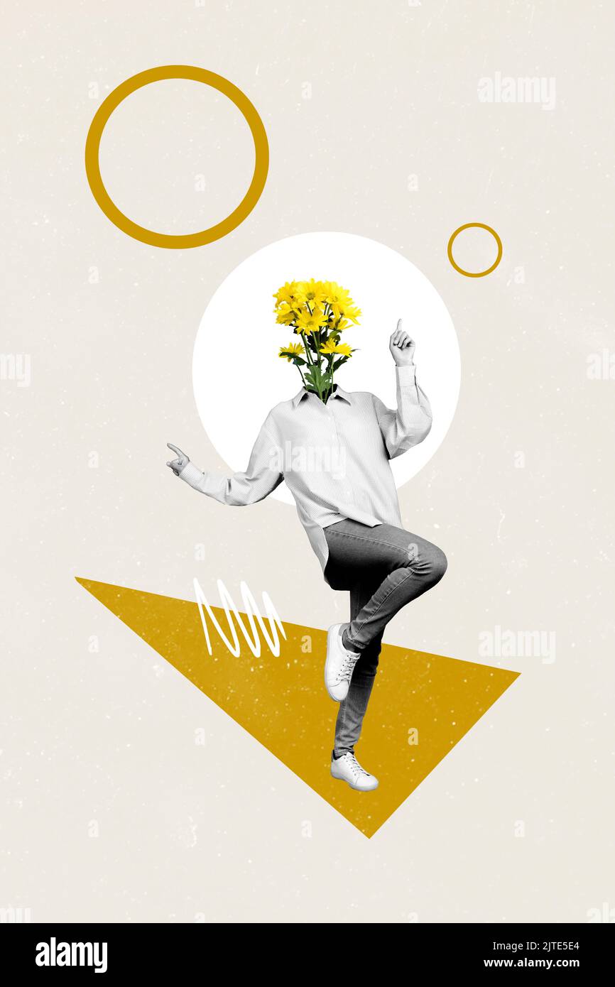 Contemporary art collage of beautiful elegant girl plants flowers ...