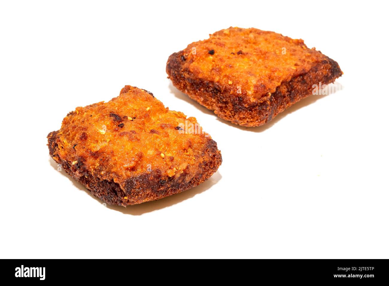 Chinese shrimp toast on a white background Stock Photo - Alamy
