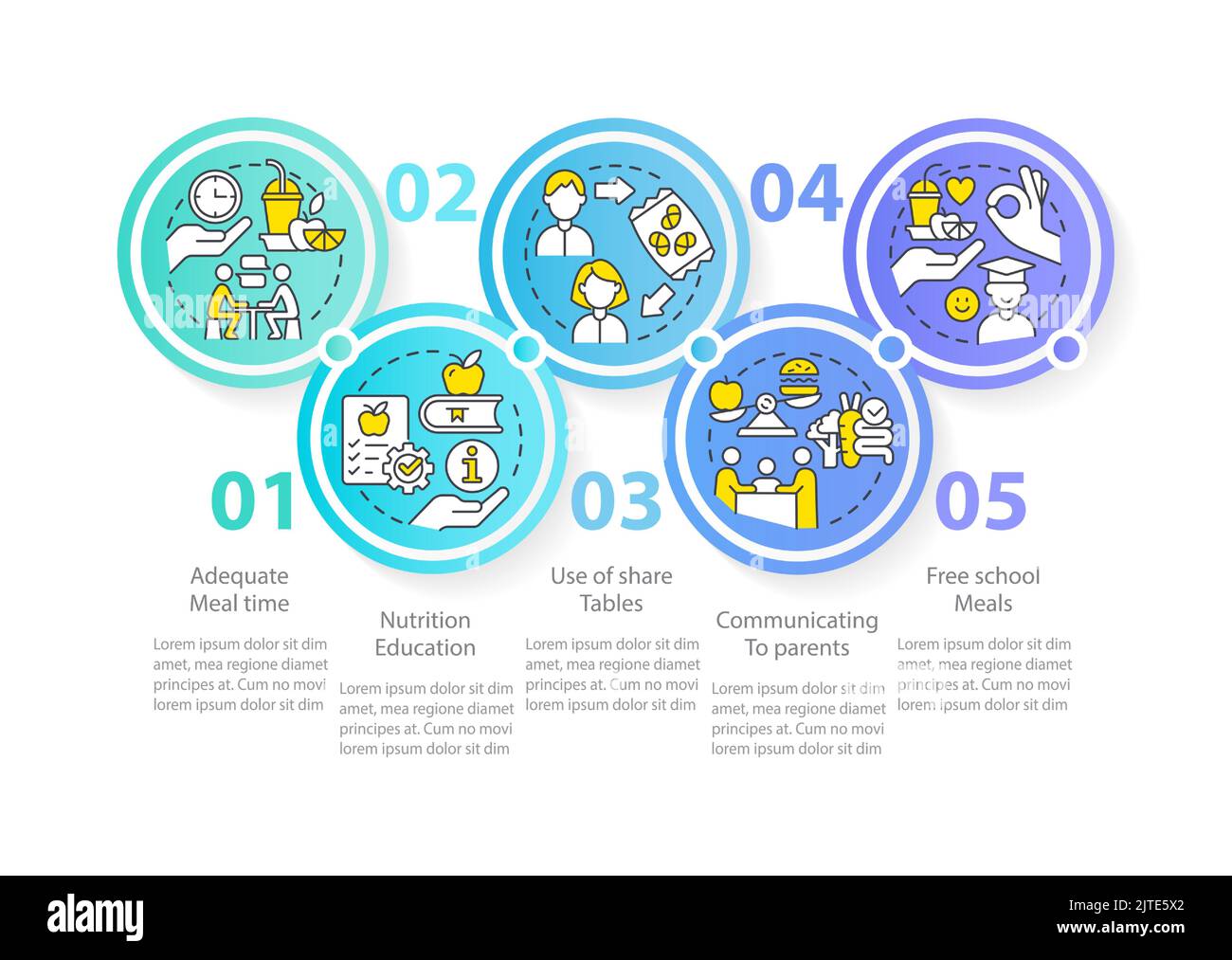 School lunch program importance circle infographic template Stock ...