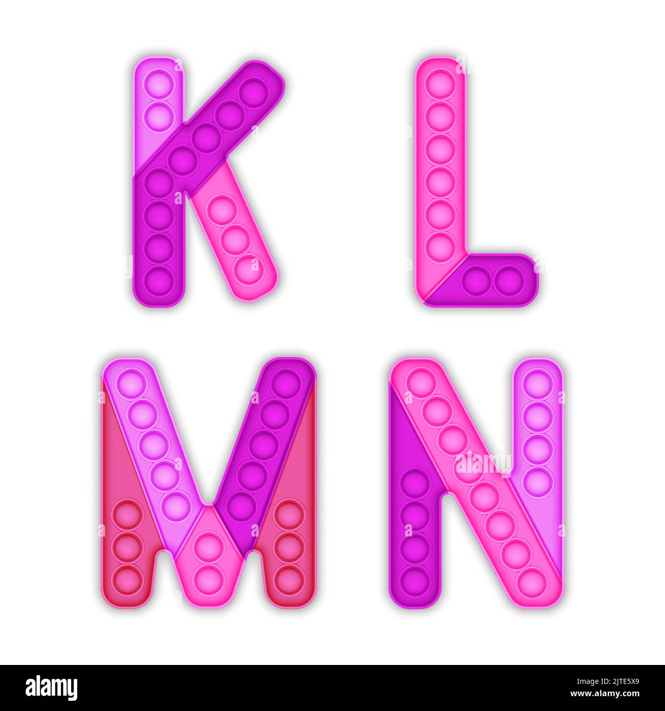 A set of realistic pink pop it toys in the form of an alphabet Stock ...