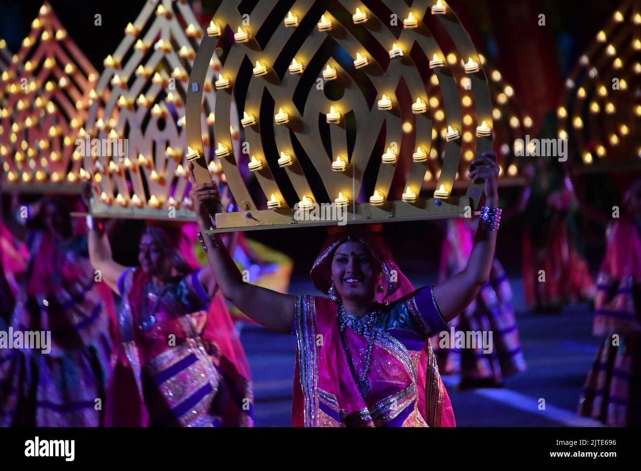 Moscow. The participant of the performing art Panghat group of India ...