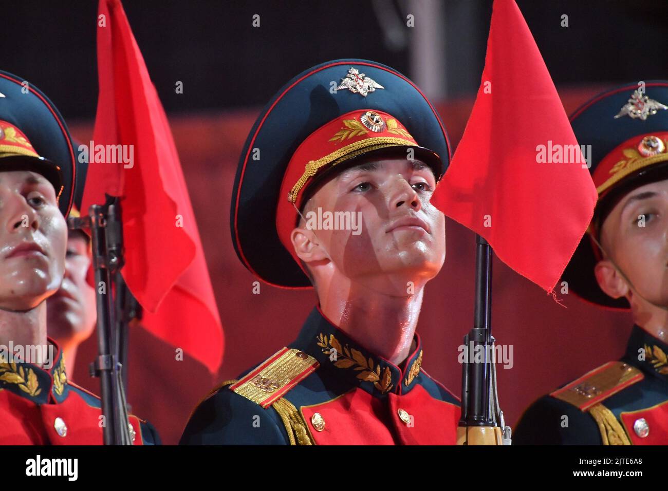 Moscow. The military personnel of a company of guard of honor 154 ...