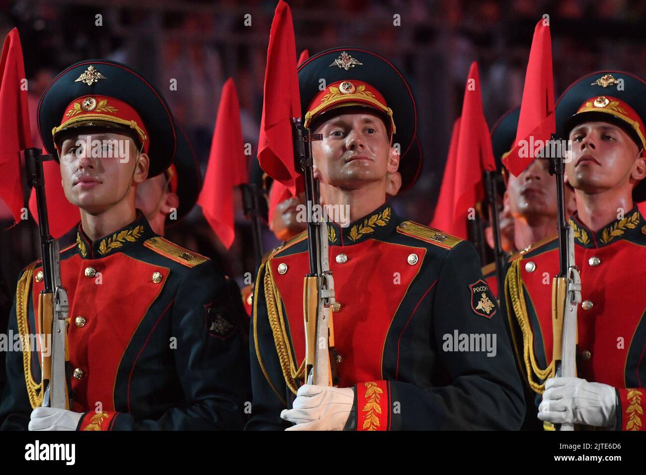 Moscow. The military personnel of a company of guard of honor 154 ...