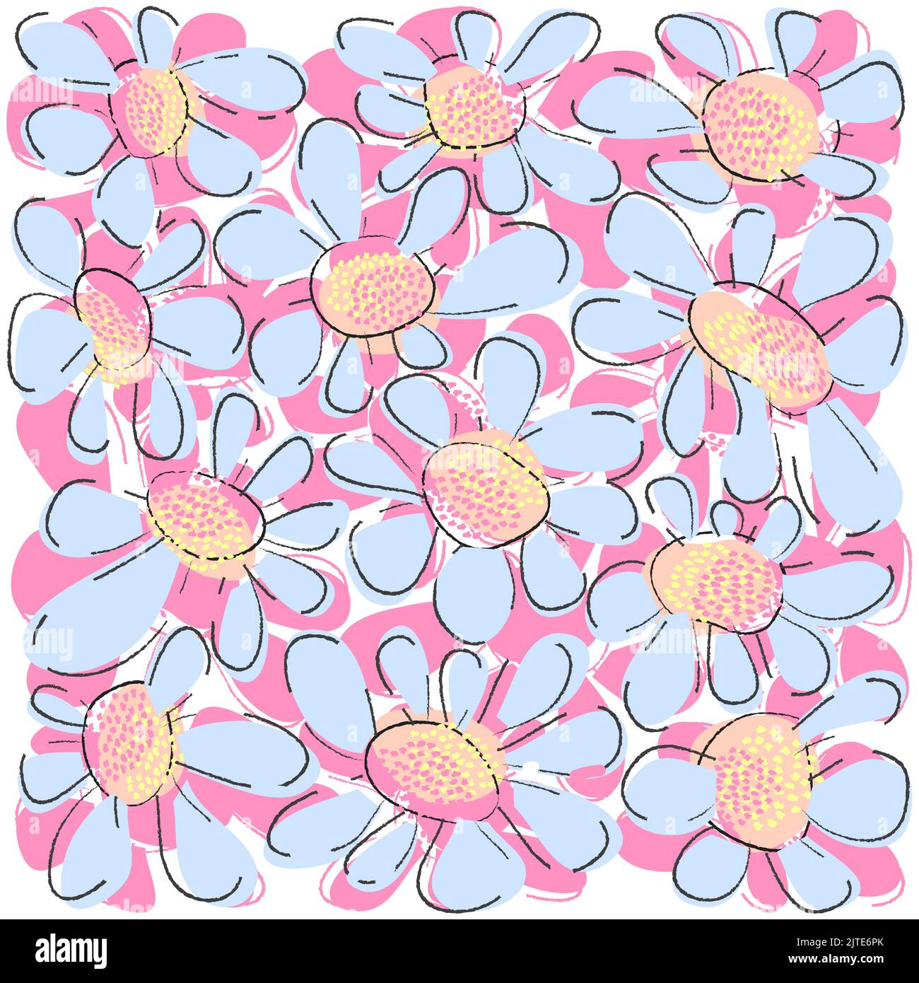 Modern floral drawing. A creative collage with a modern floral. Vector ...