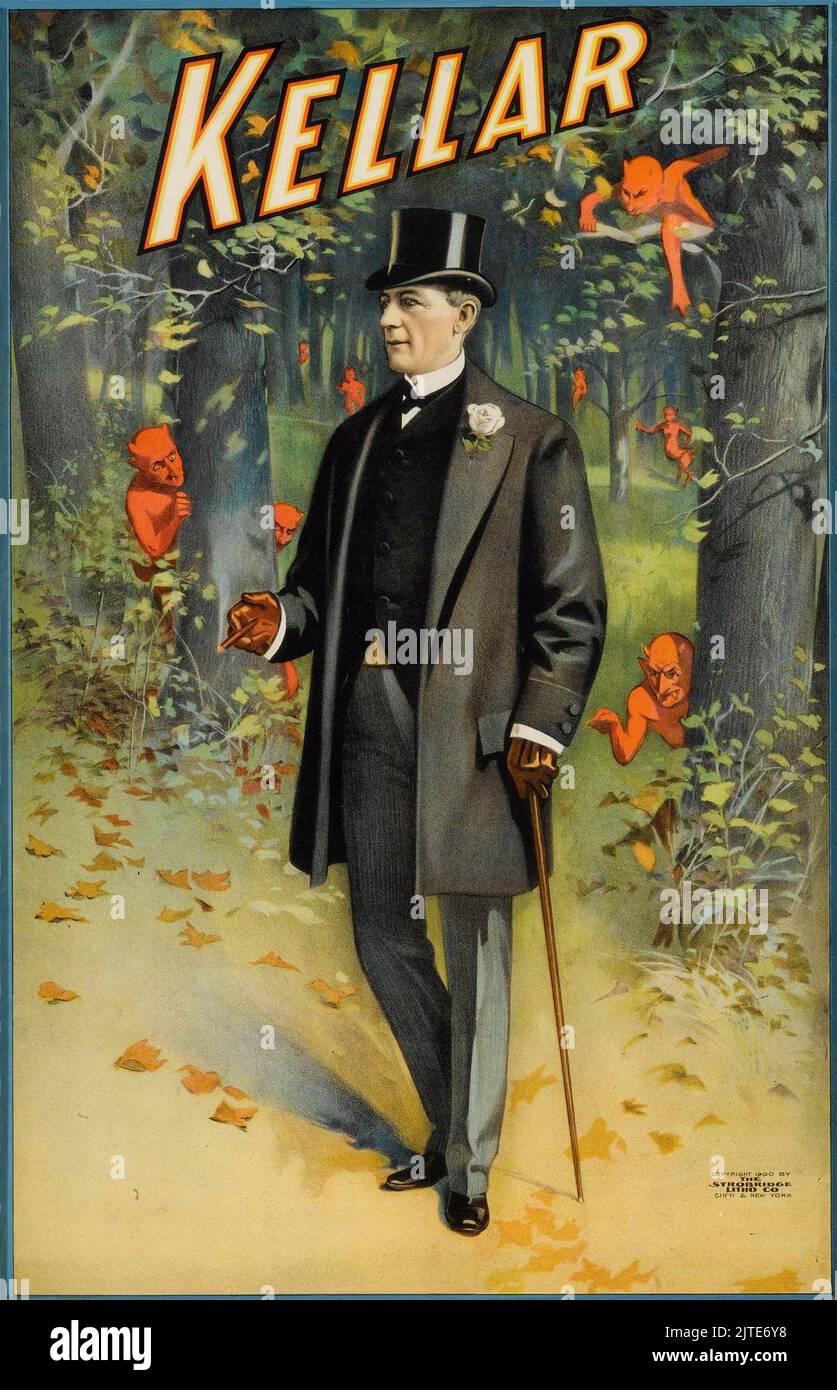 Vintage 1920s Magician Poster - Kellar. Harry Kellar the magician Stock ...