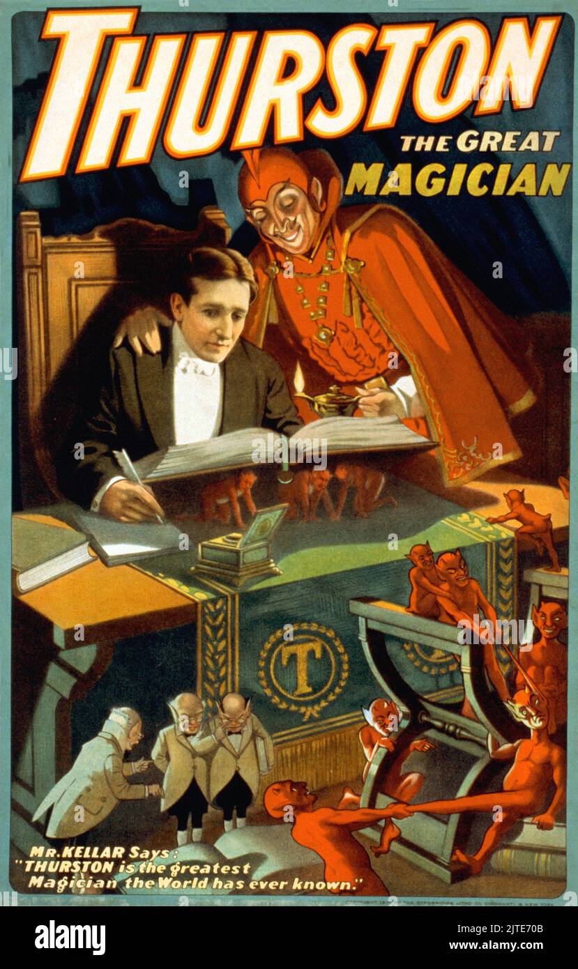 Vintage 1920s Magician Poster - Thurston The Great Magician Stock Photo ...