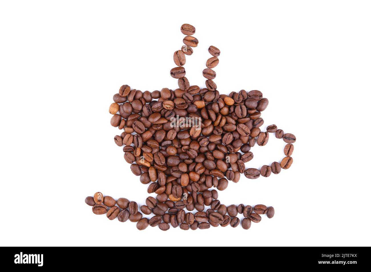 Coffee beans in shape of cup isolated on white background Stock Photo ...