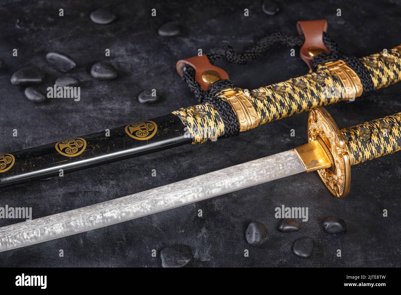 Japanese samurai katana sword and scabbard close up. Photo of a weapon ...