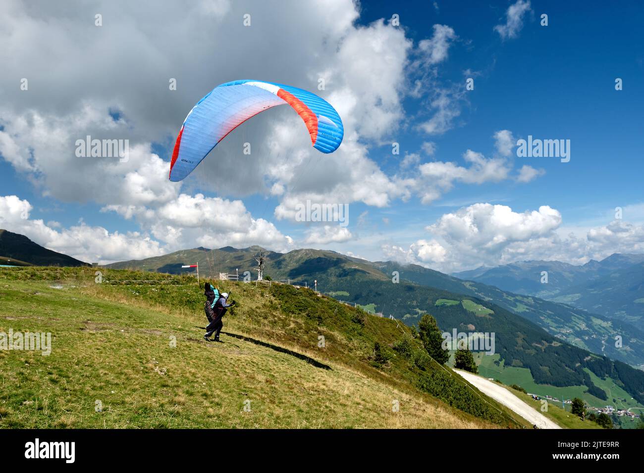 Paragliding in the Zillertal, Tirol, Austria Stock Photo - Alamy