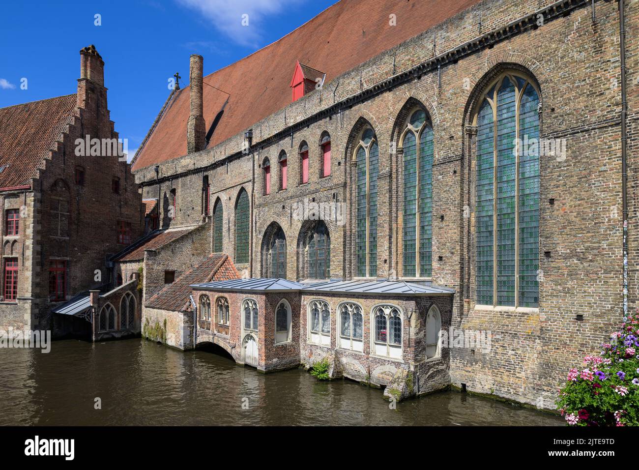 Old medieval hospital of Saint John in Bruges (Belgium) on a sunny day ...