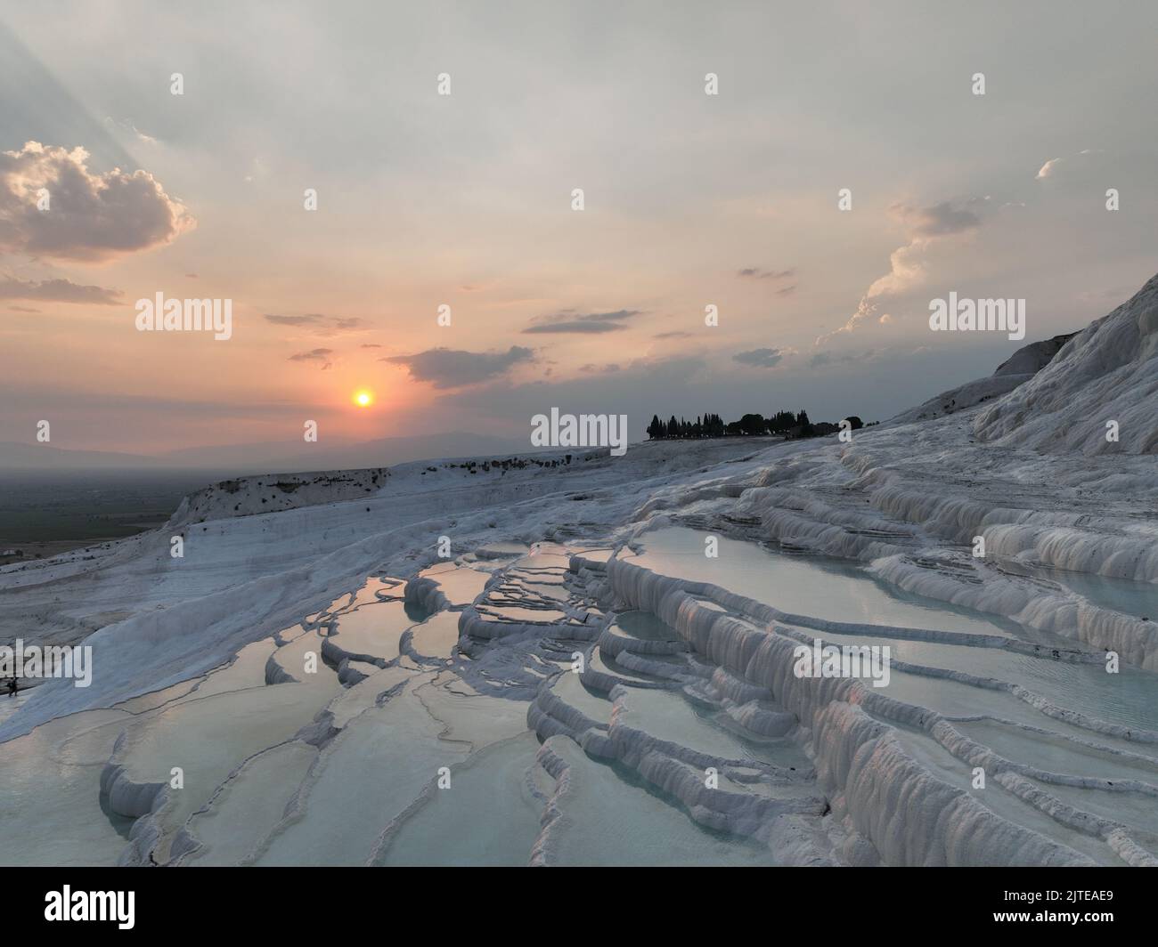 Pamukkale Travertines Cinematic Aerial Drone footage. Turkish famous ...