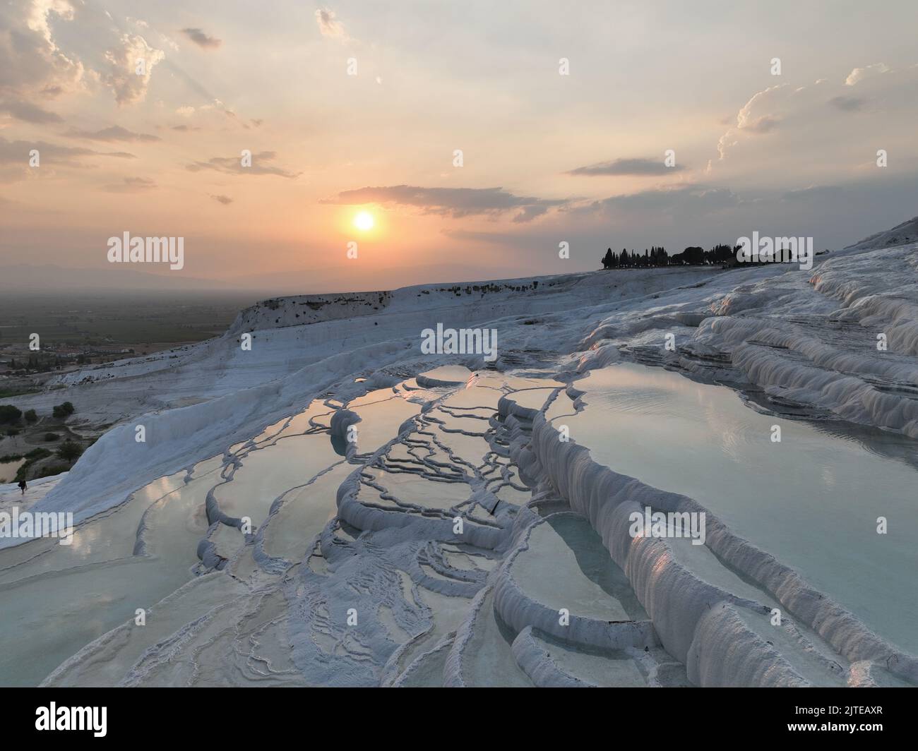 Pamukkale Travertines Cinematic Aerial Drone footage. Turkish famous ...