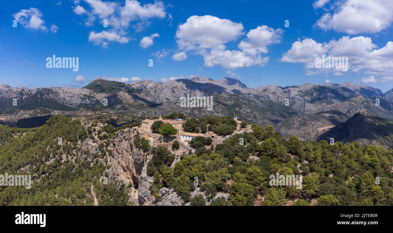 Alaró Castle , aerial view of the hermitage and the Hospice, Majorca ...