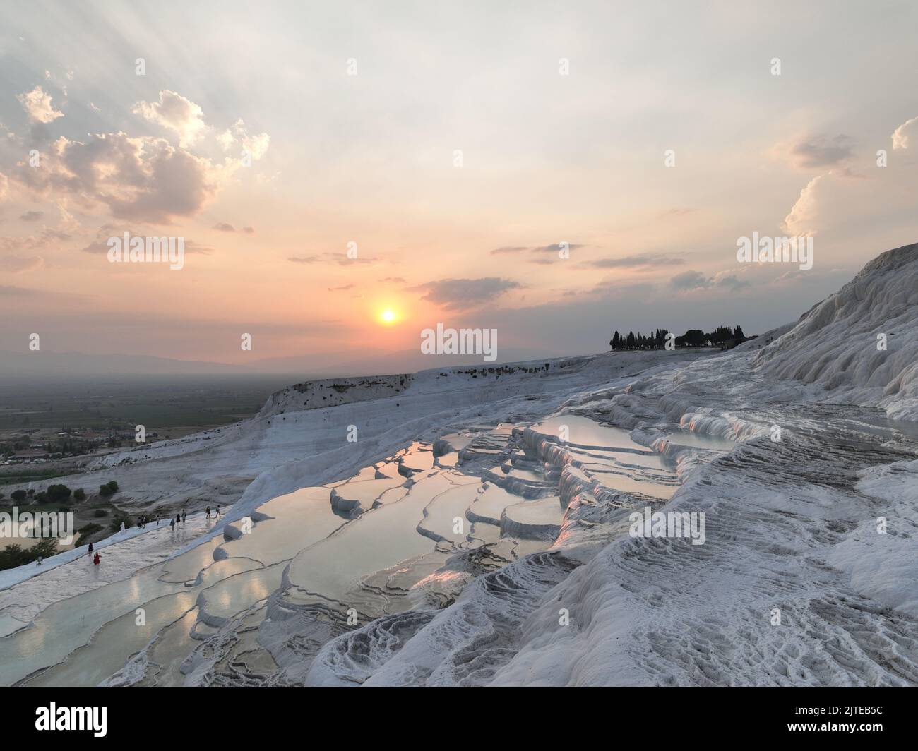 Pamukkale Travertines Cinematic Aerial Drone footage. Turkish famous ...