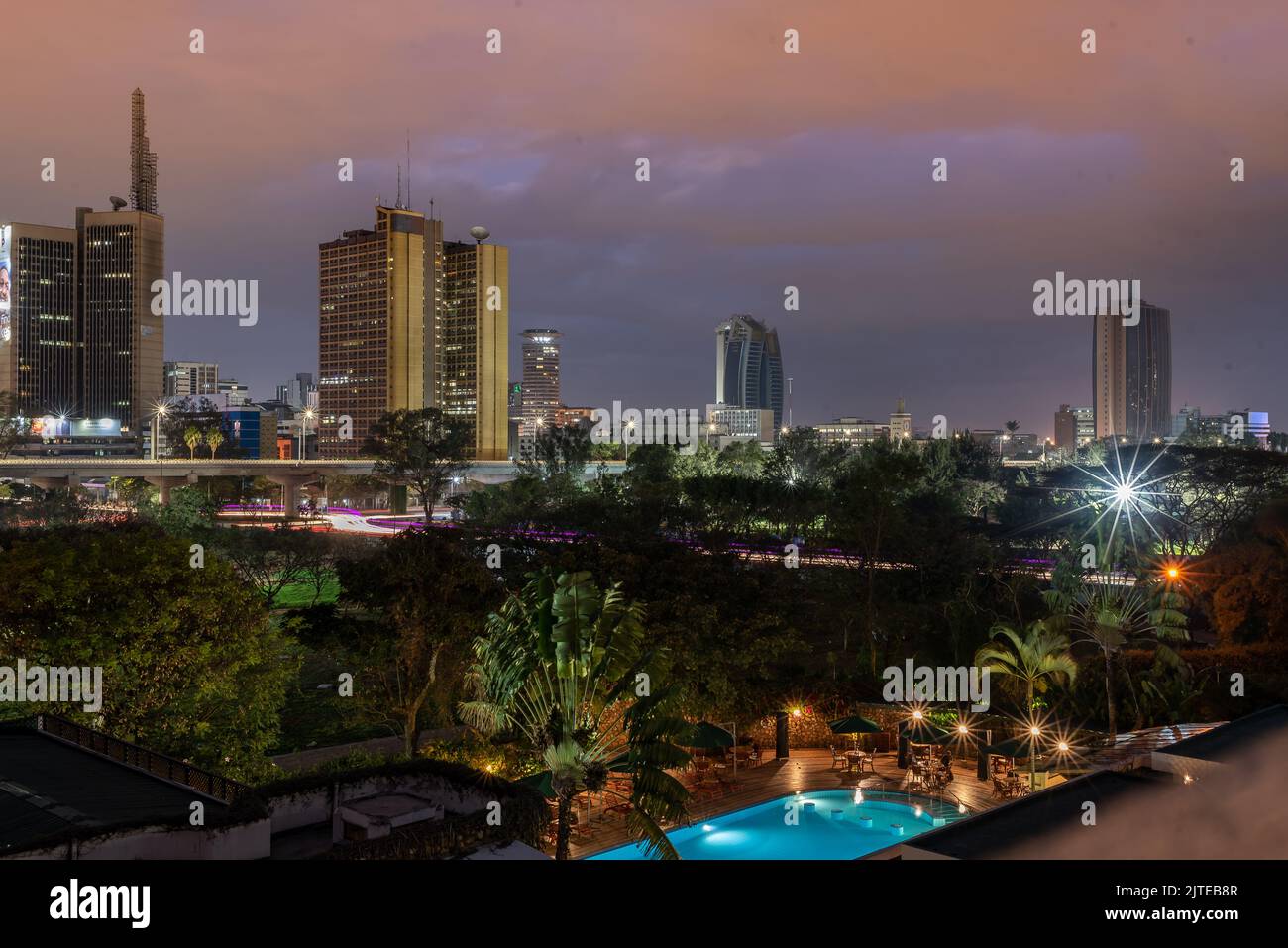 The new Nairobi night skyline. On the foreground is the Serena hotel ...