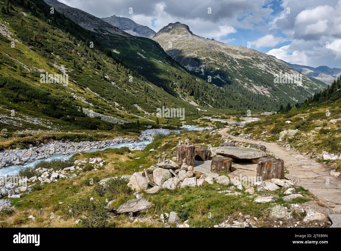 Alpine Valley in summertime Stock Photo - Alamy