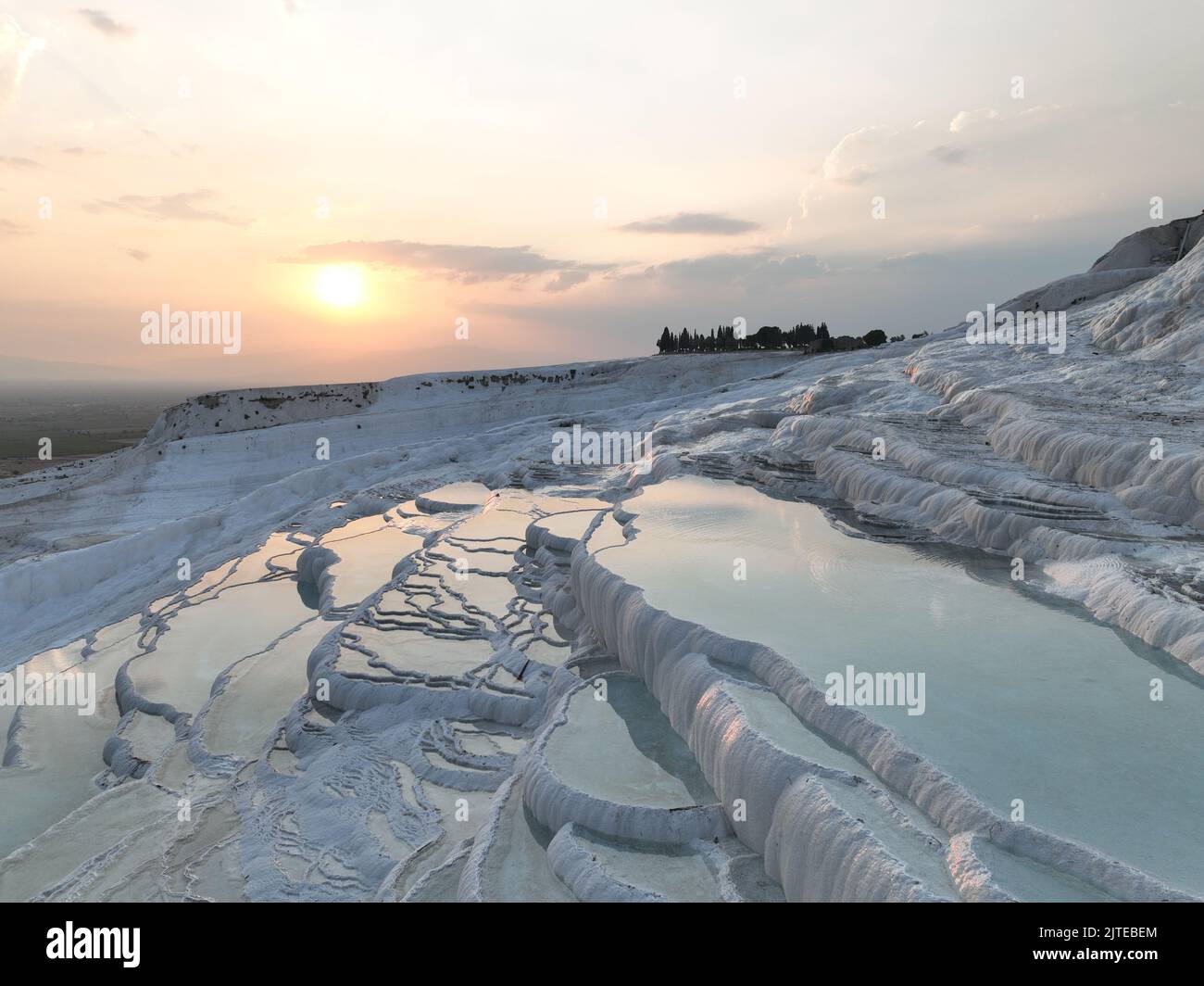 Pamukkale Travertines Cinematic Aerial Drone footage. Turkish famous ...