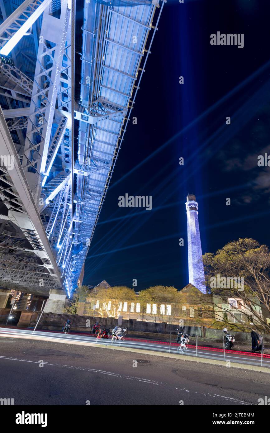 The historic brick chimney stack and the underside of the Harbour ...