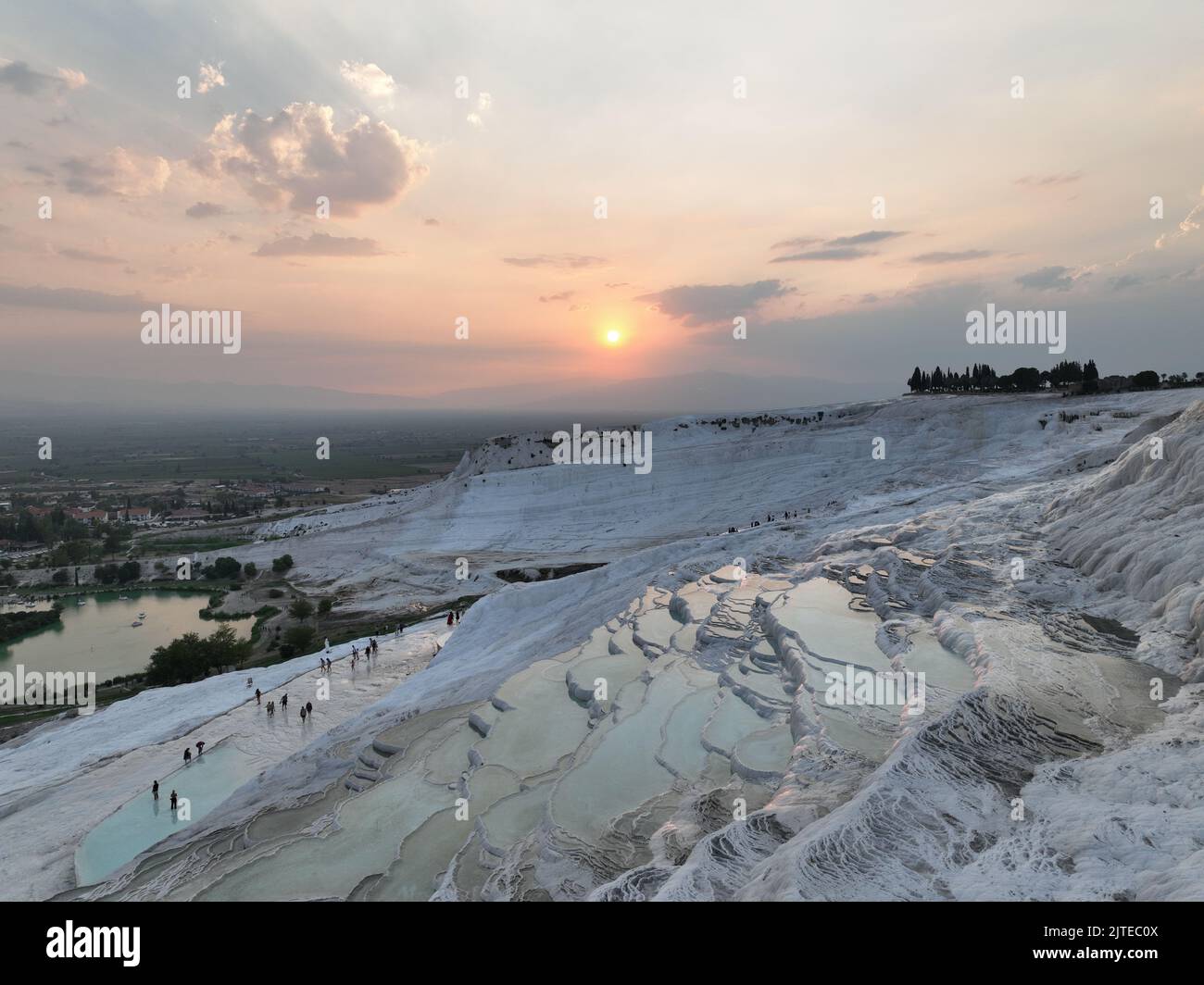 Pamukkale Travertines Cinematic Aerial Drone footage. Turkish famous ...