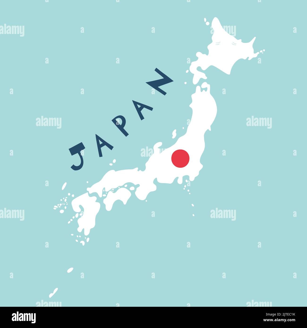 Vector hand drawn stylized map of Japan. East map element. Japanese ...