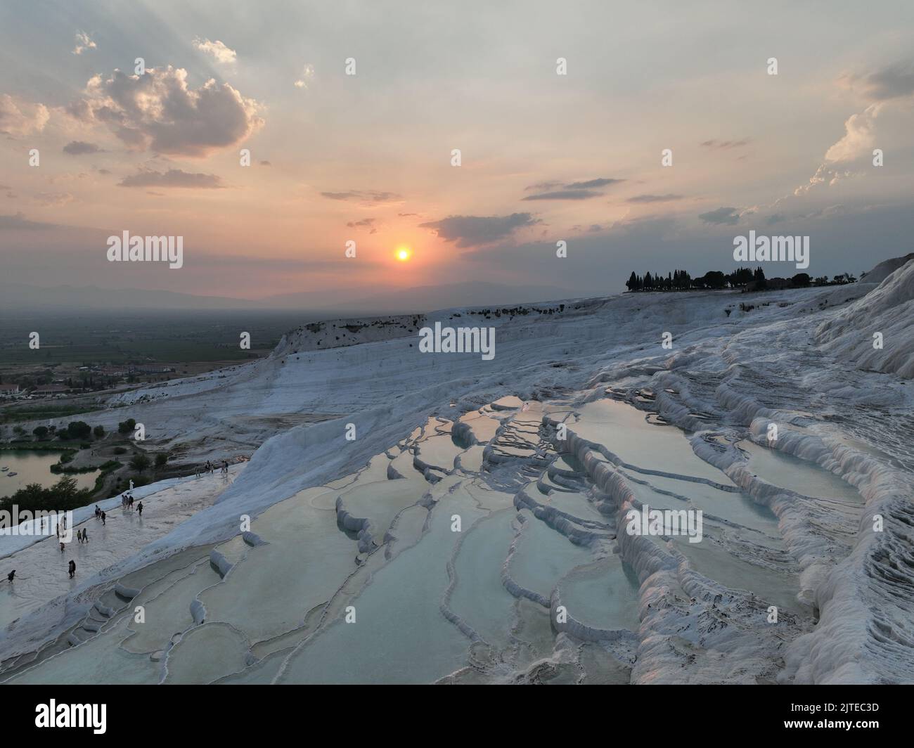 Pamukkale Travertines Cinematic Aerial Drone footage. Turkish famous ...