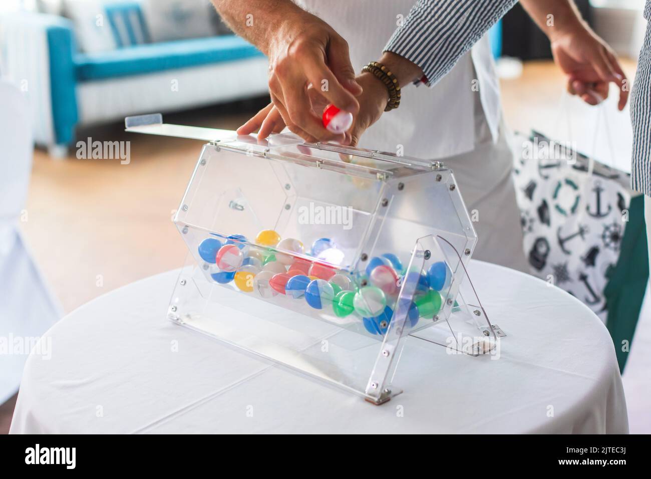 Process of prize drawings, extracting a winning numbers of lottery ...