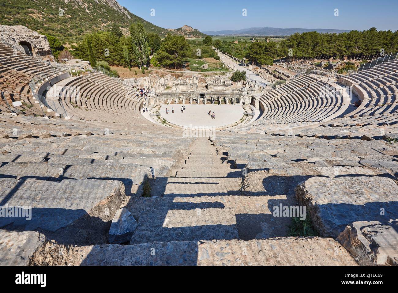 Ephesus archeological site. Classic amphitheatre. Historic ancient ...