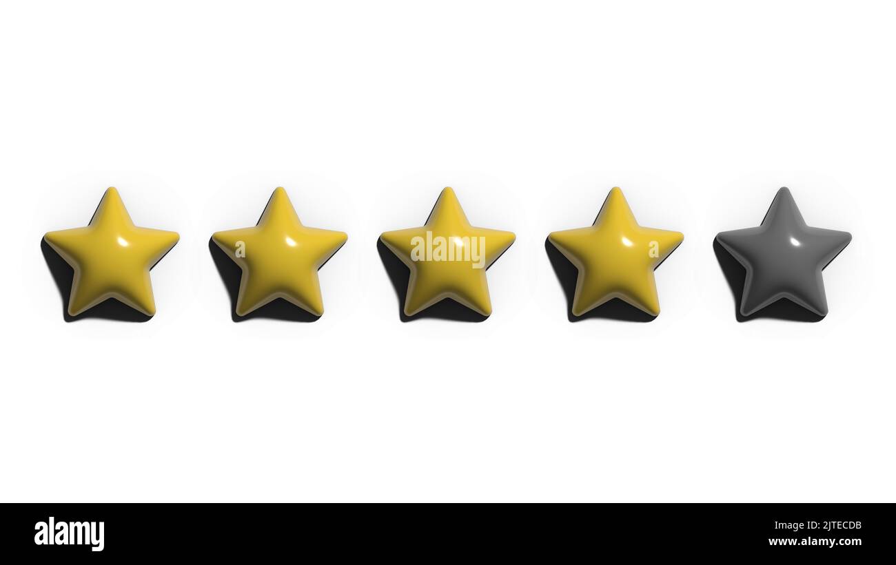Four stars review 3D rendering Stock Photo - Alamy