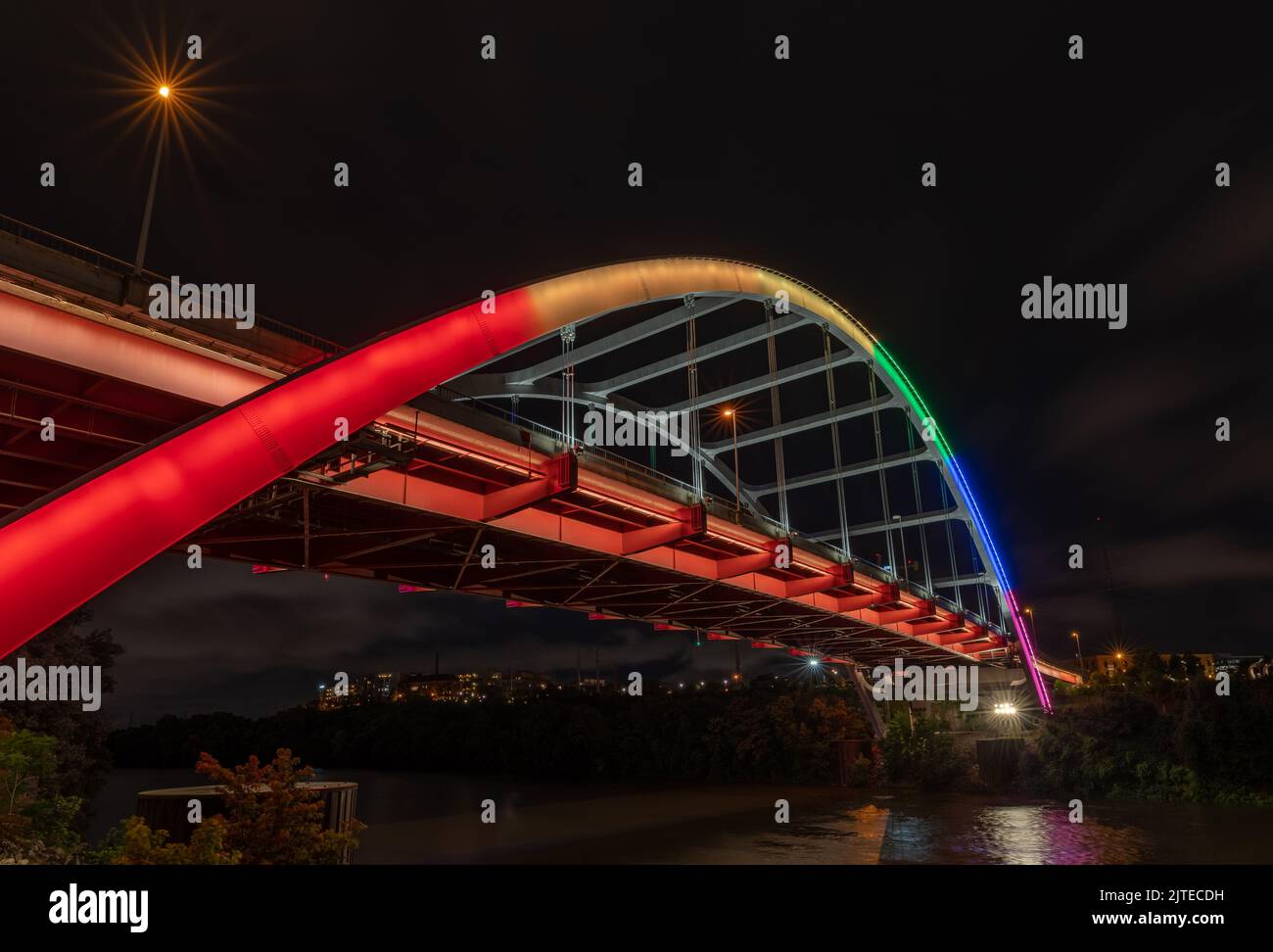 Korean War Veterans Memorial Bridge lit up at night for pride Stock ...