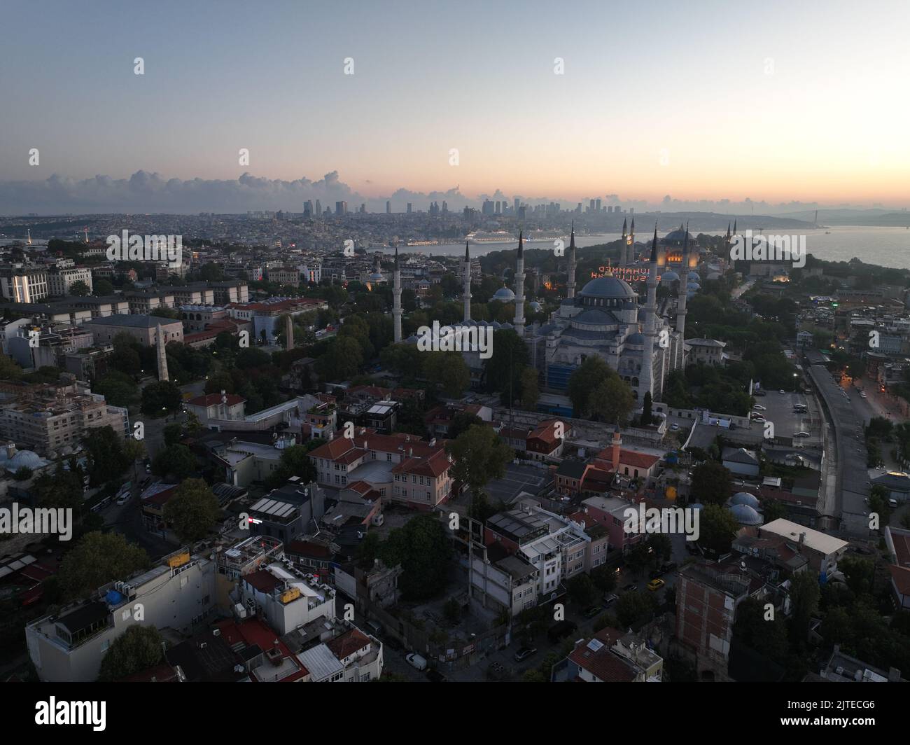 Istanbul, Turkey. Sultanahmet area with the Blue Mosque and the Hagia ...