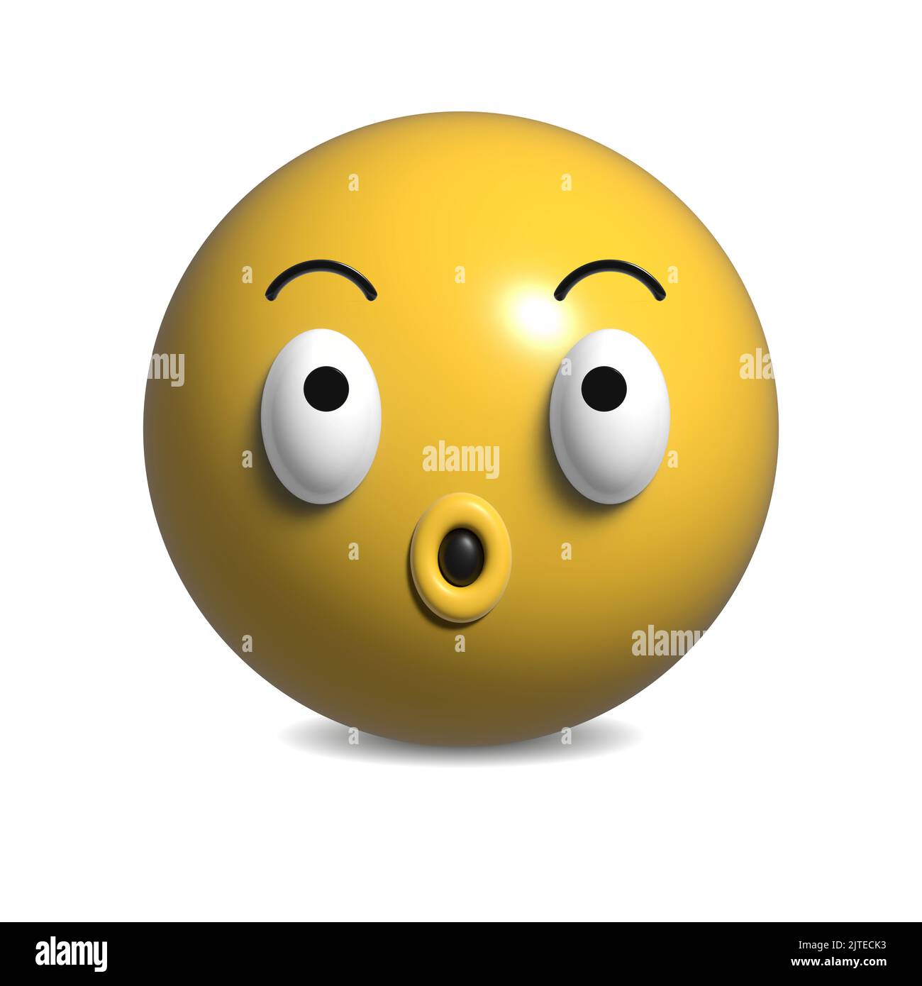 Surprised yellow face icon 3D rendering Stock Photo - Alamy