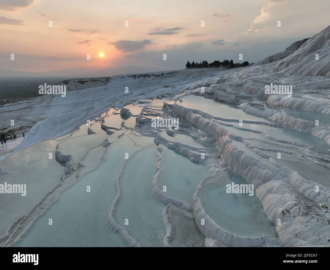 Pamukkale Travertines Cinematic Aerial Drone footage. Turkish famous ...