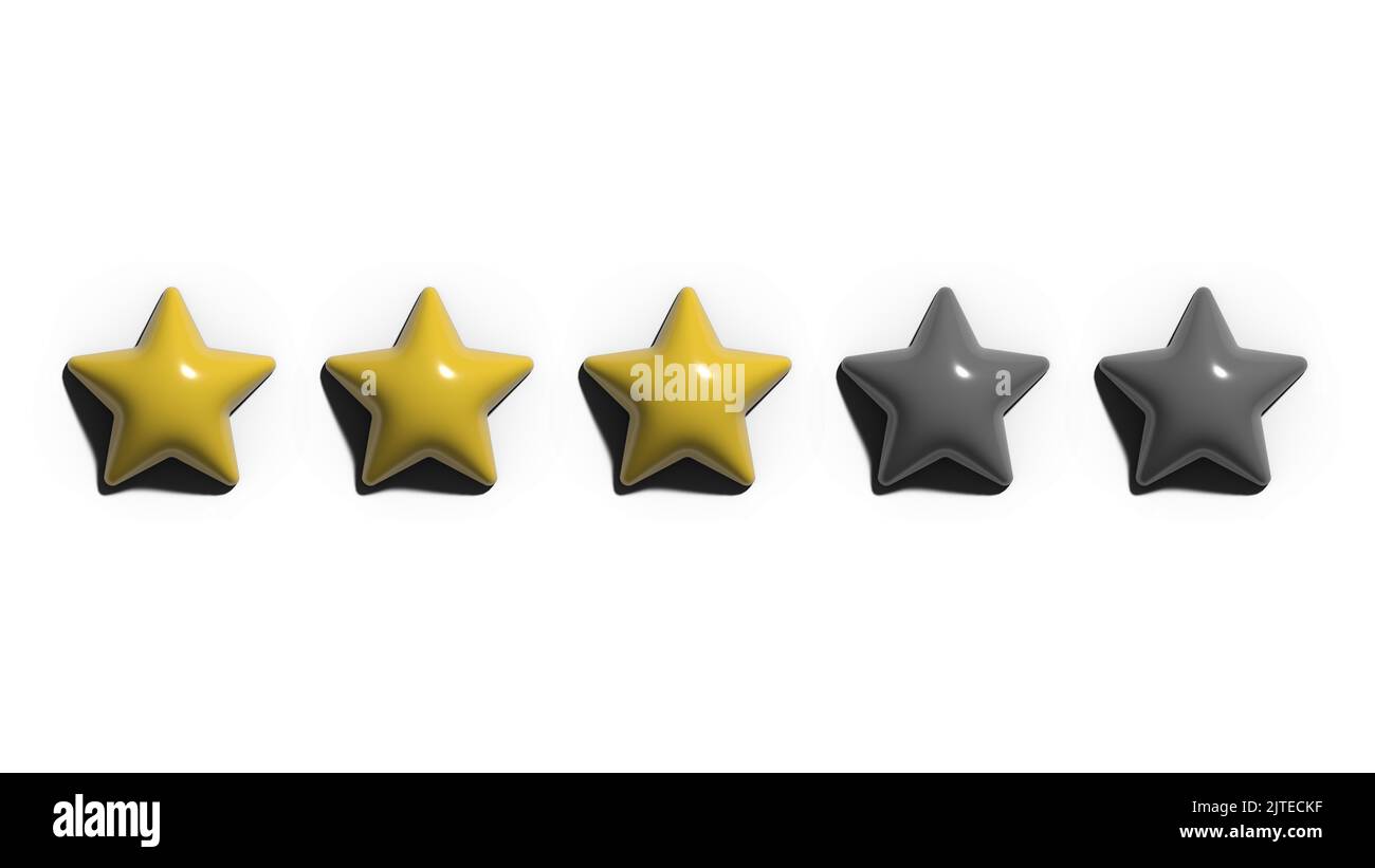 Three stars review 3D rendering Stock Photo - Alamy